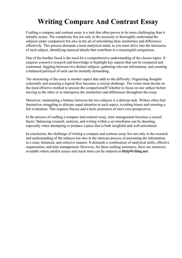 Writing Compare And Contrast Essay | PDF