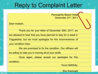 Writing Complaint Letter | PPTX