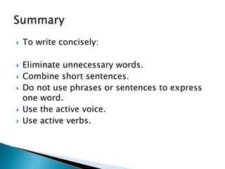 UNIV 4995: Writing Concisely | PPTX | Homework and Study | Education