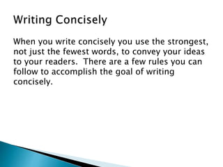 UNIV 4995: Writing Concisely | PPTX | Homework and Study | Education