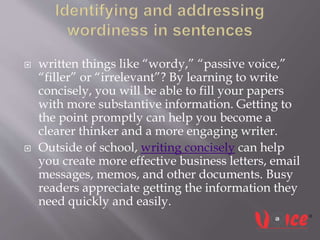 Writing Concisely blue pencils the Task - Voiceskills | PPT