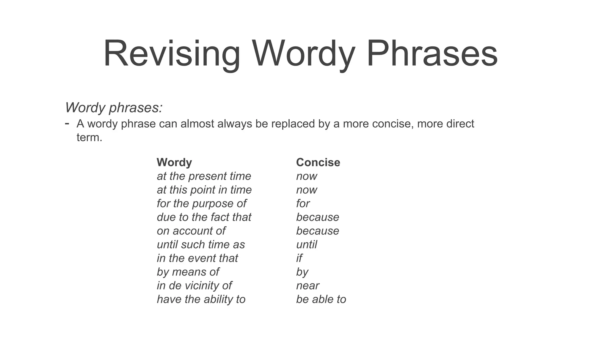 Writing concise sentences | PPTX