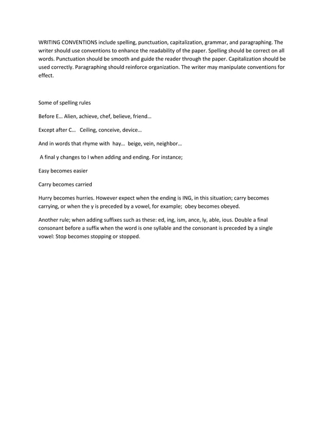Writing conventions include spelling rules | PDF