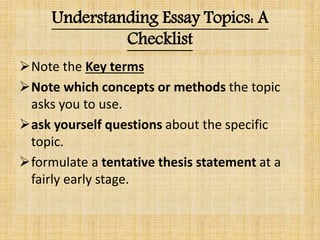 Tips to write an Academic Essay L&WE IV | PPT