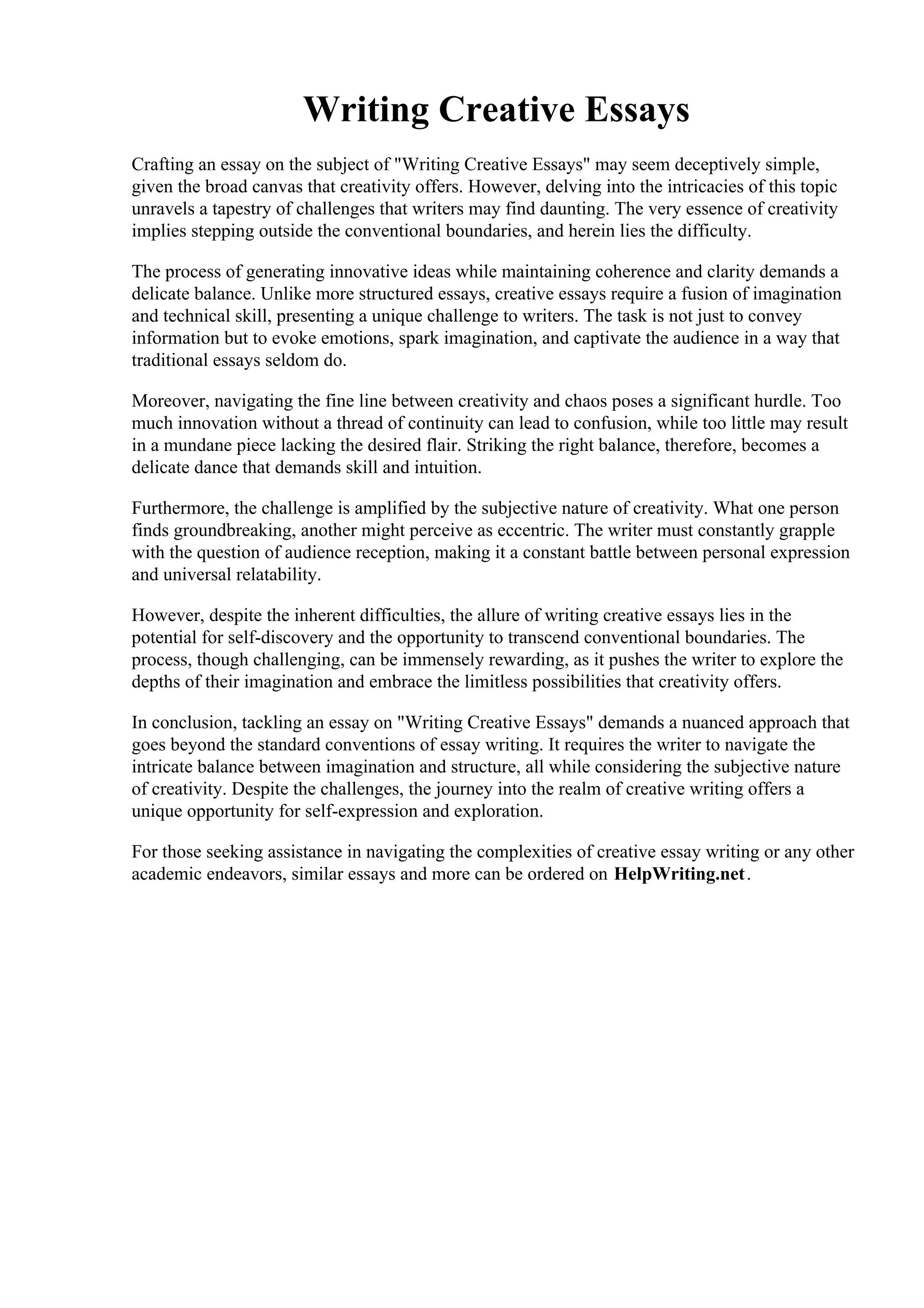 Writing Creative Essays | PDF