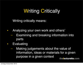 Writing critically | PPT