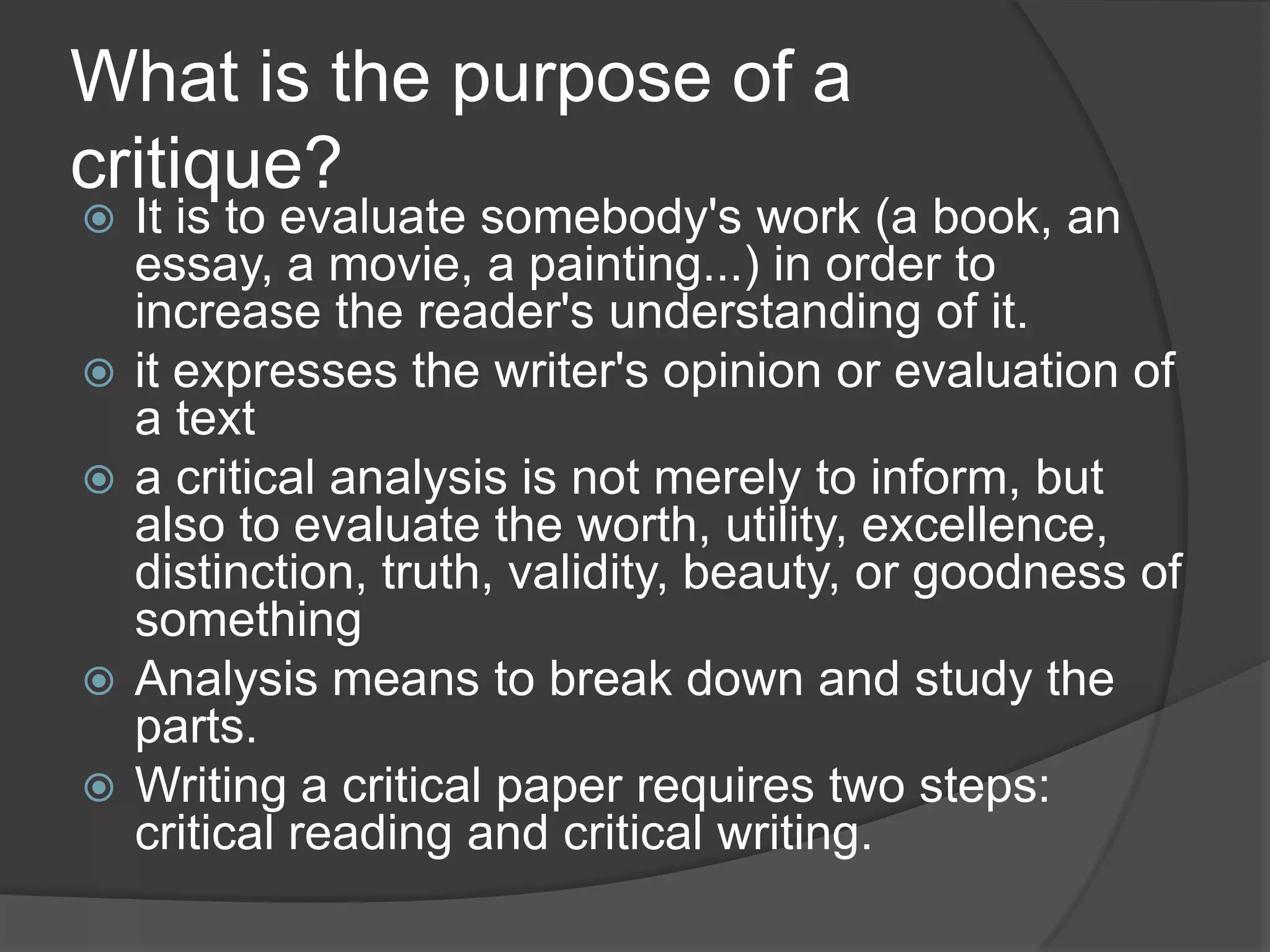 Writing a Critique | PPTX