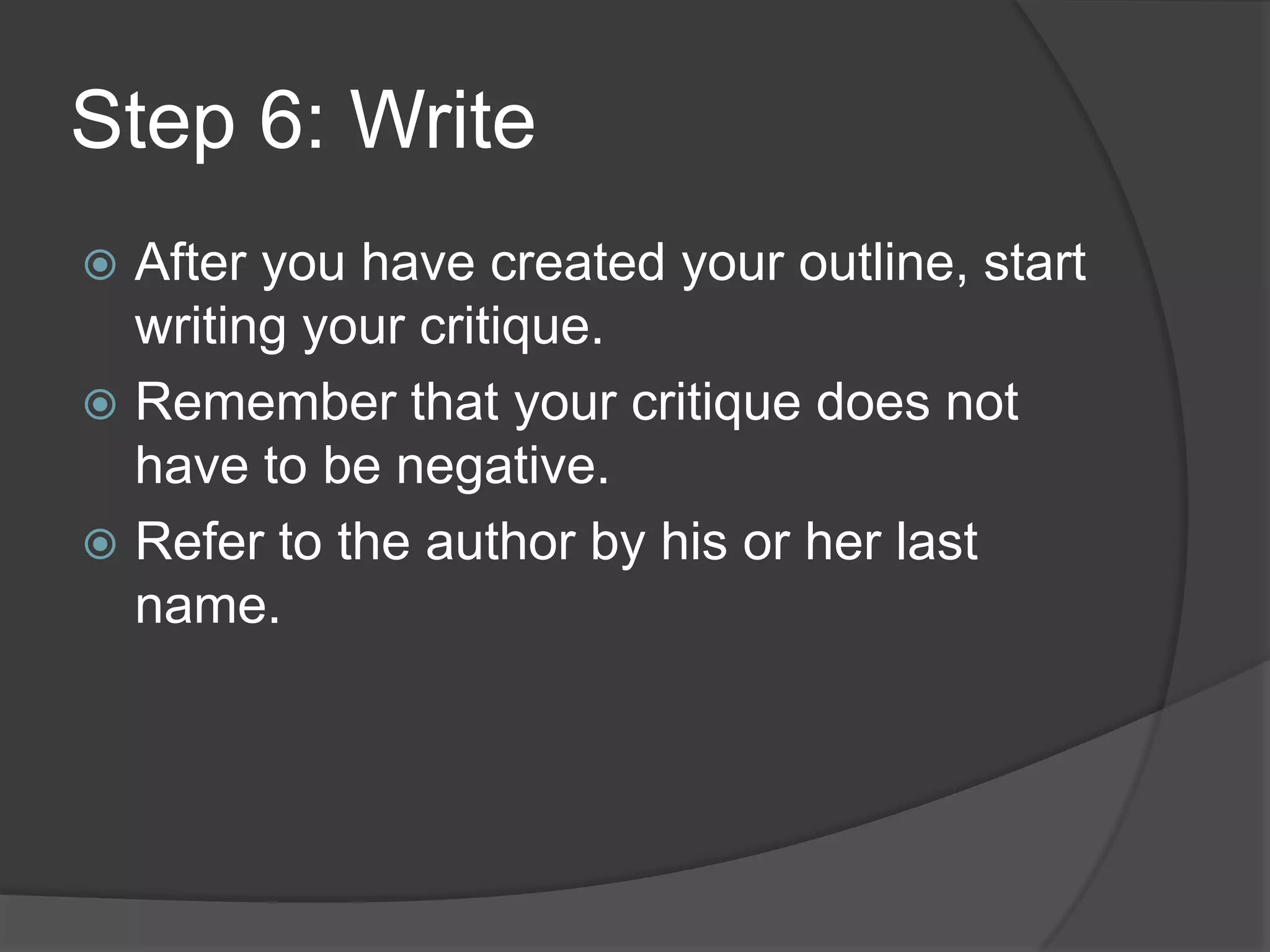 Writing a Critique | PPTX