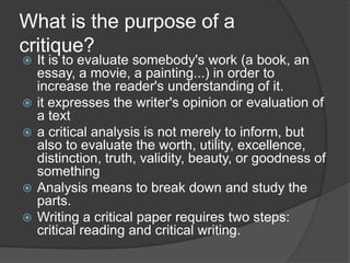 Writing a Critique | PPTX