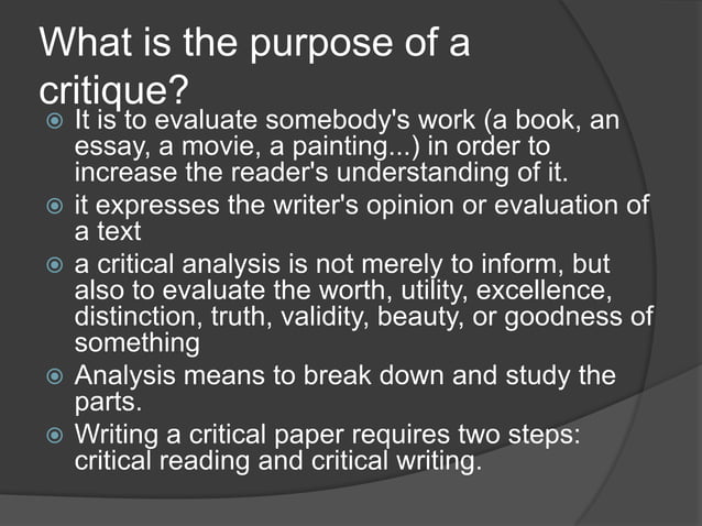 Writing a Critique | PPTX