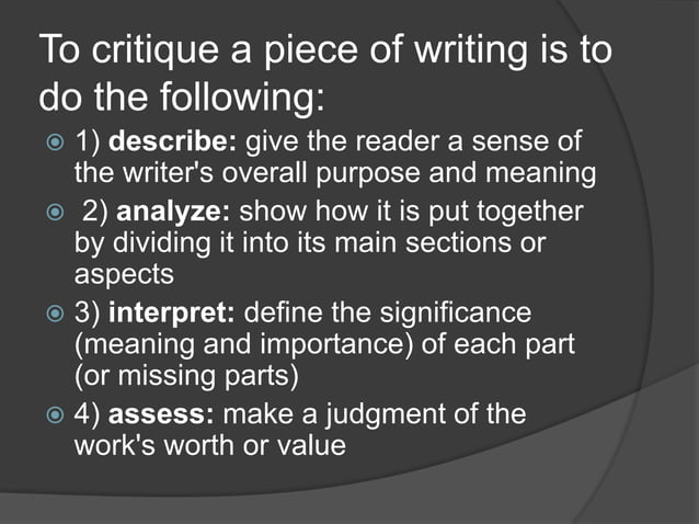 Writing a Critique | PPTX