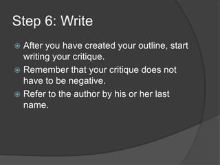 Writing a Critique | PPTX