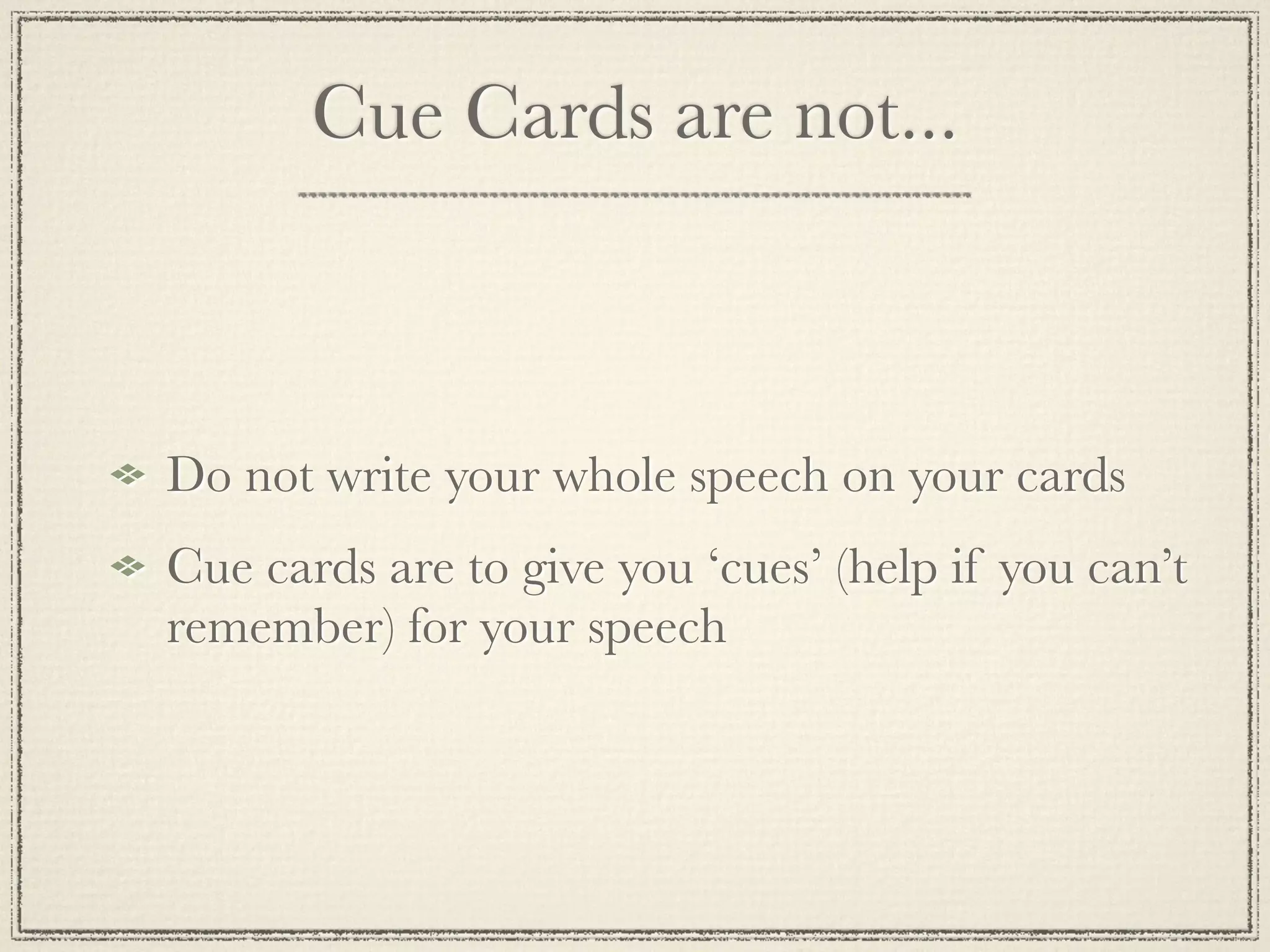 Writing cue cards | KEY