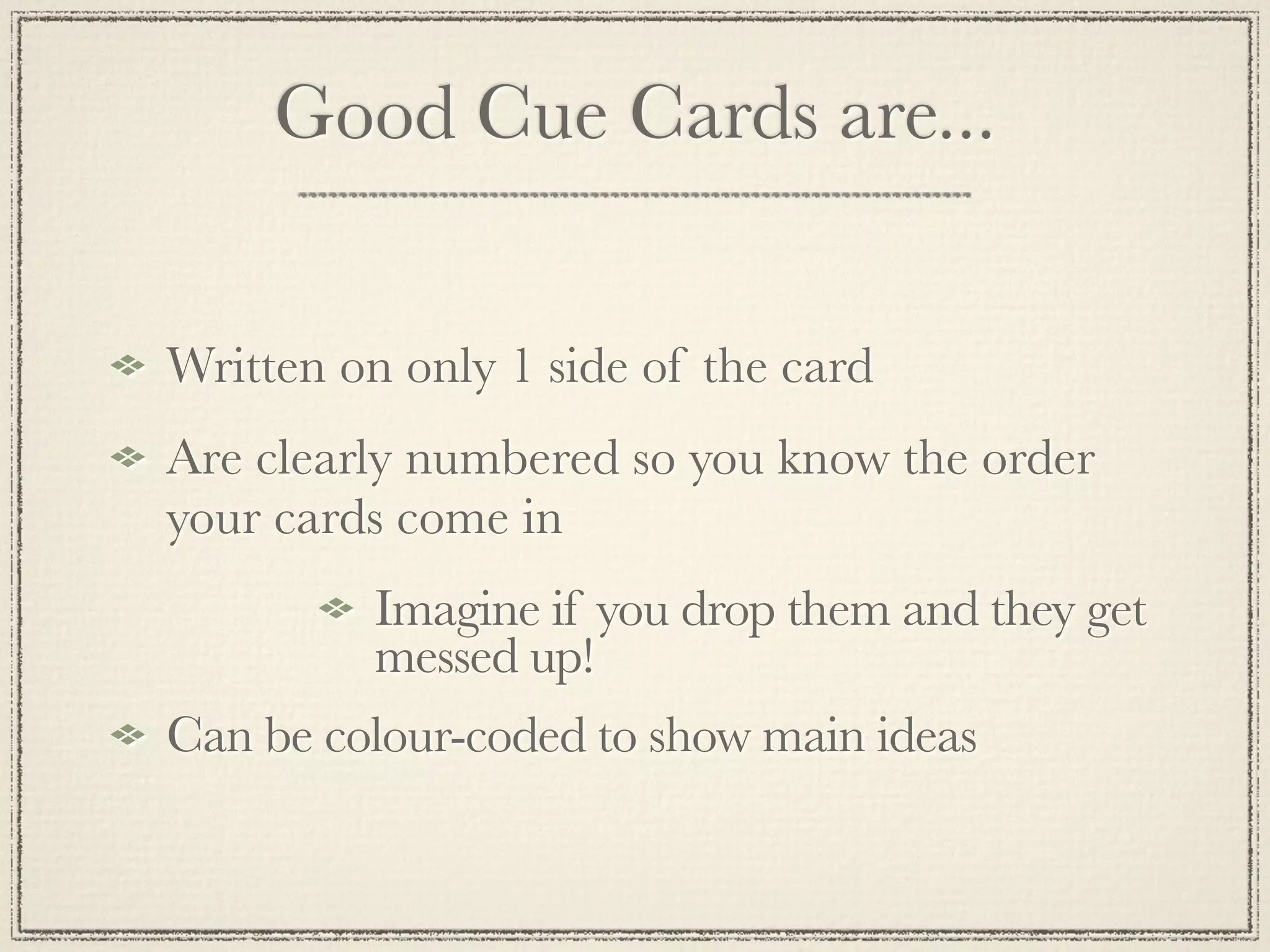 Writing cue cards | KEY