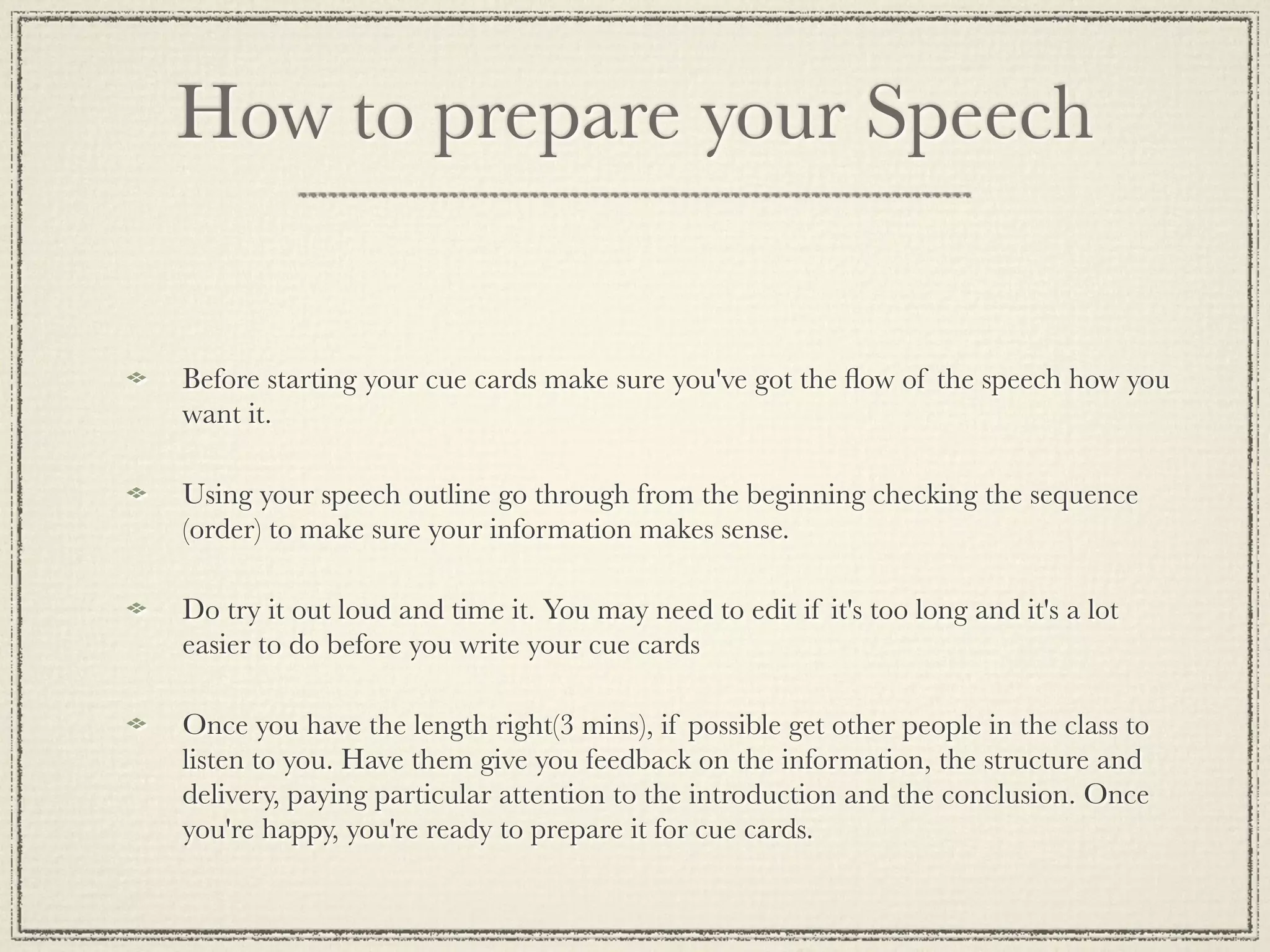 Writing cue cards | KEY