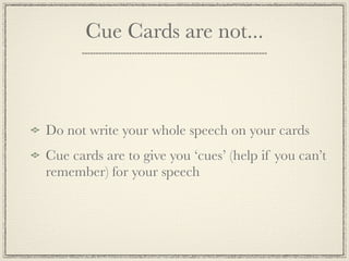 Writing cue cards | KEY