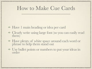 Writing cue cards | KEY