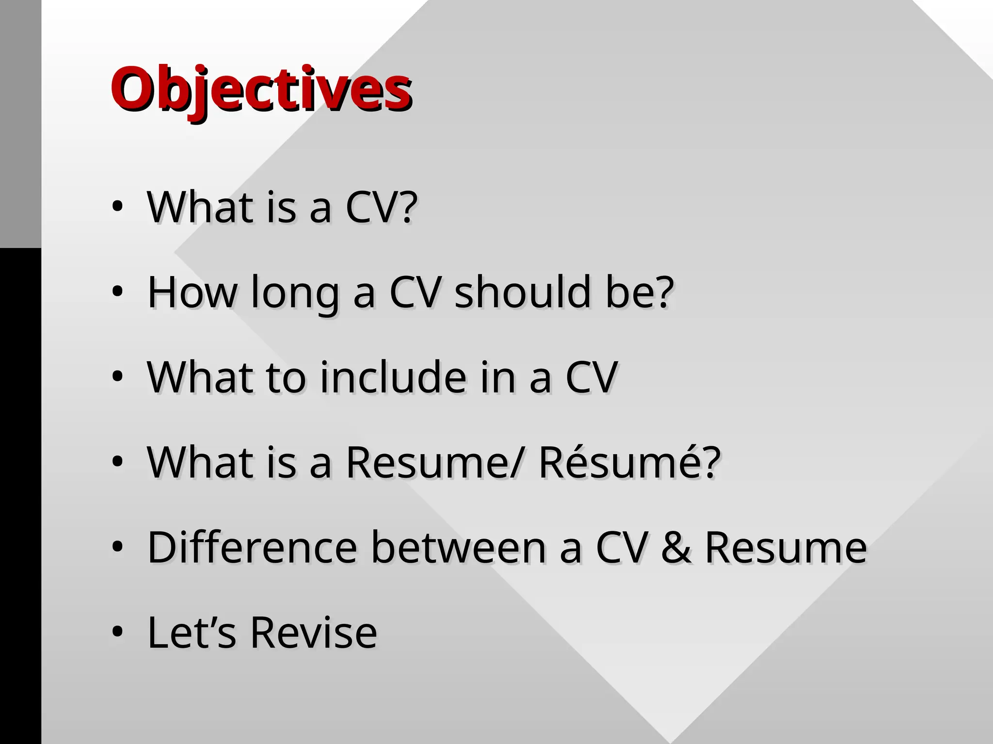process of writing a business class cv.ppt