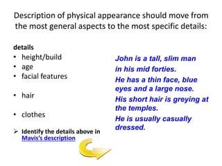 Descriptions Of People