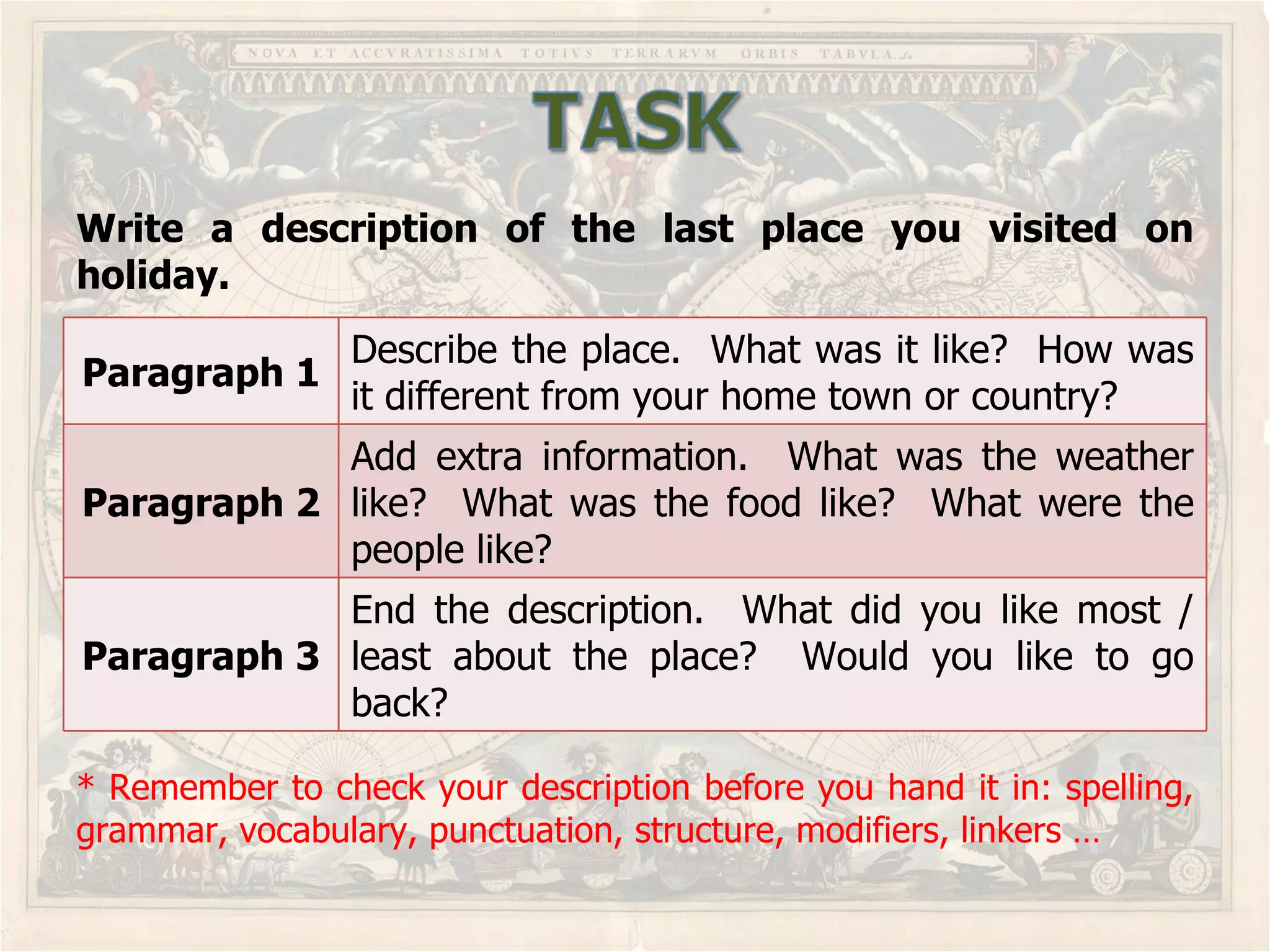 Writing describing places | PPT