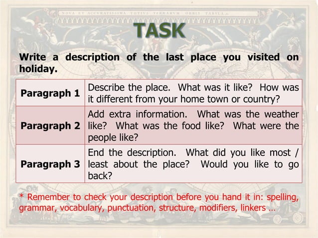 Writing describing places | PPT