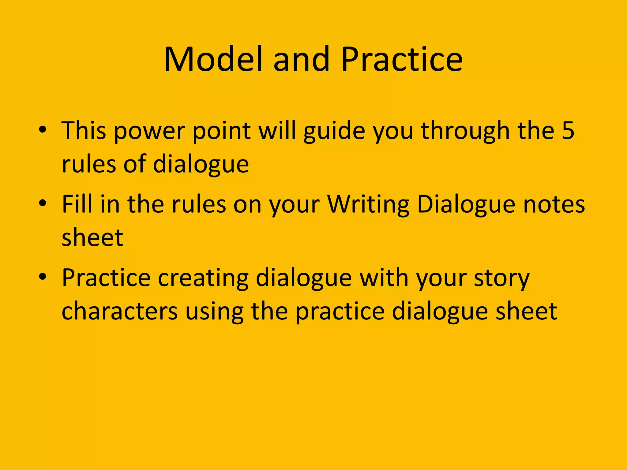 Writing dialogue | PPTX