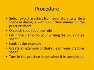 Writing dialogue | PPTX