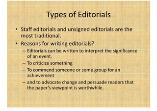 Writing Editorials And Opinion Columns. | PPT