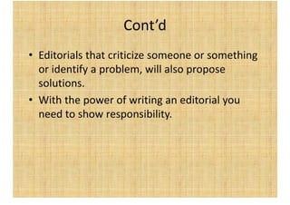 Writing Editorials And Opinion Columns. | PPT