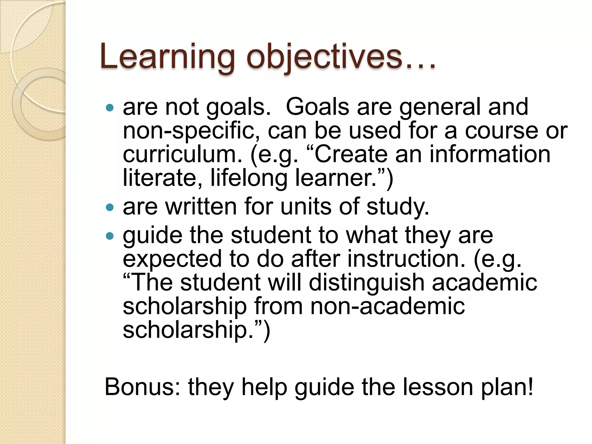 Writing effective learning objectives | PPTX