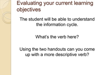 Writing effective learning objectives | PPT