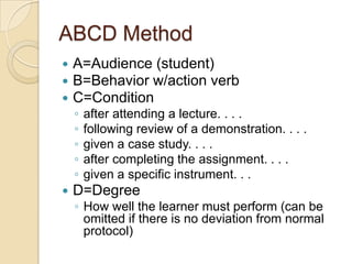 Writing effective learning objectives | PPT