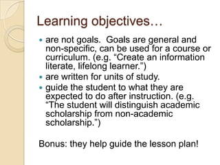 Writing effective learning objectives | PPT