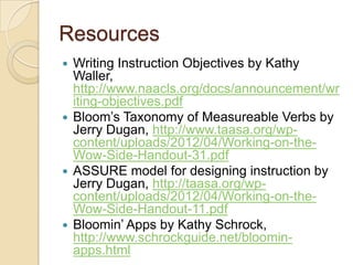Writing effective learning objectives | PPT
