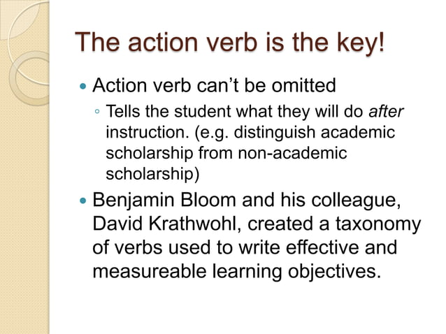 Writing effective learning objectives | PPTX