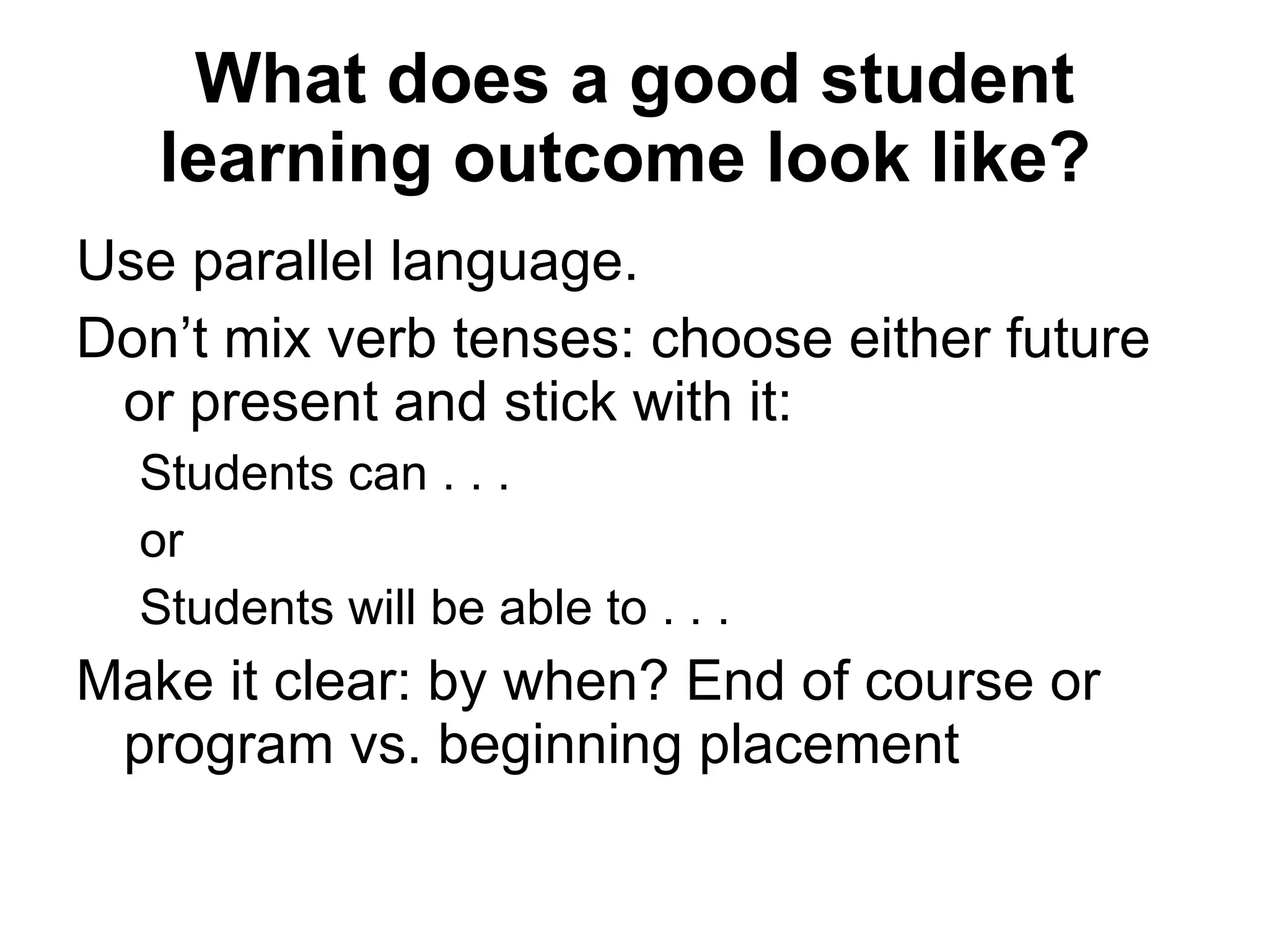 Writing Effective Learning Outcomes | PPT