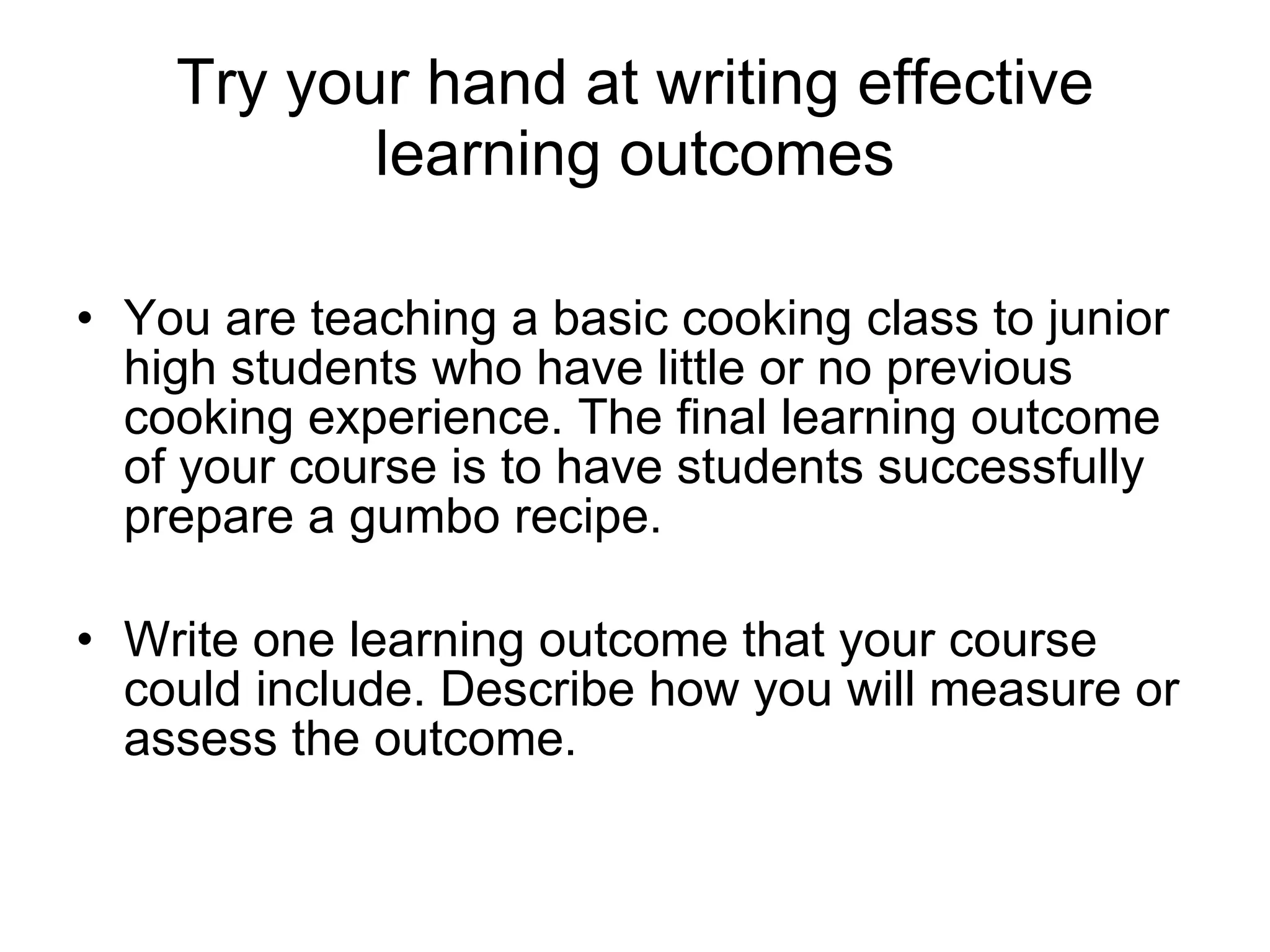 Writing Effective Learning Outcomes | PPT