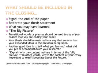 Writing Effective Opening And Closing Paragraphs | PPTX