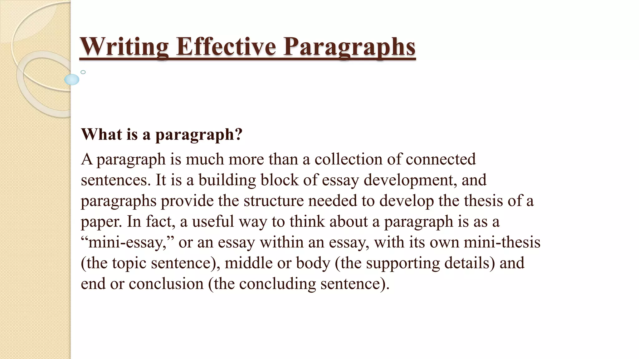 Writing effective paragraphs 1 | PPTX