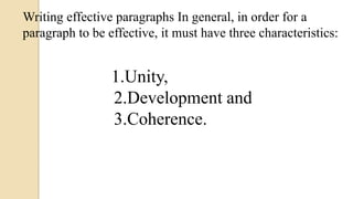 Writing effective paragraphs 1 | PPTX
