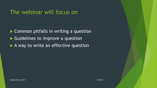 Writing effective questions: The Do's and Don'ts | PPT