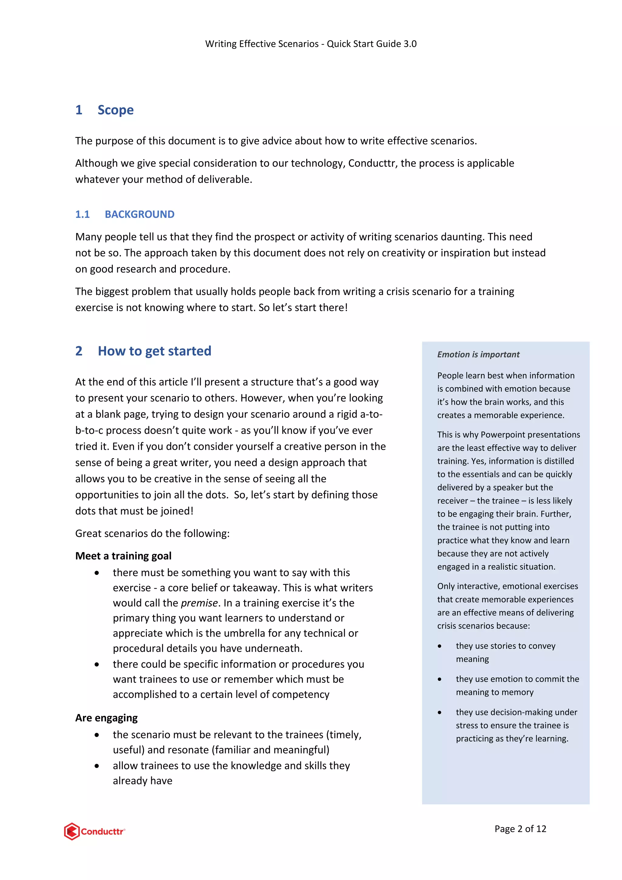Writing effective scenarios quick start guide 3.0 | PDF