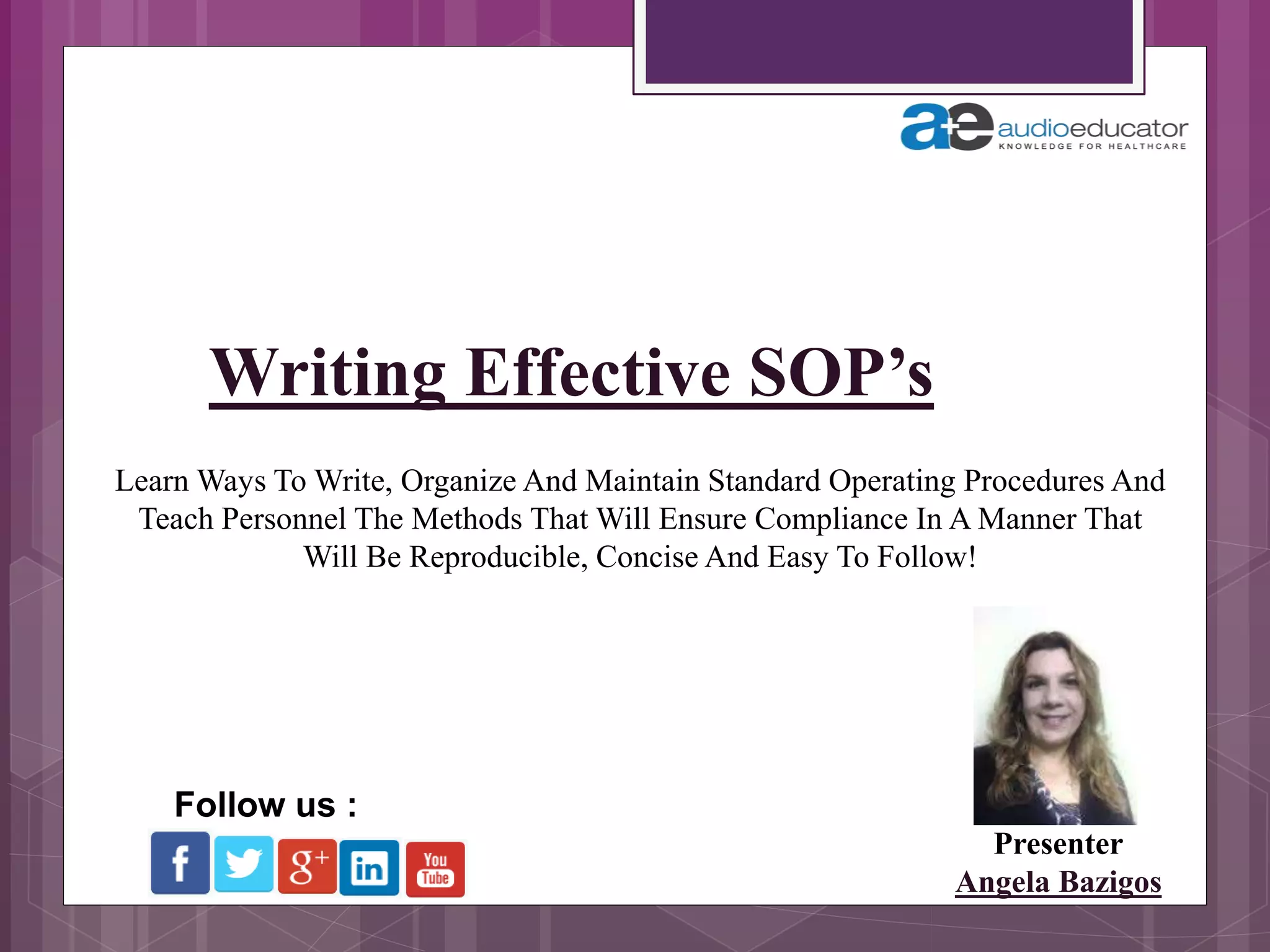 Writing Effective SOP’s | PPTX
