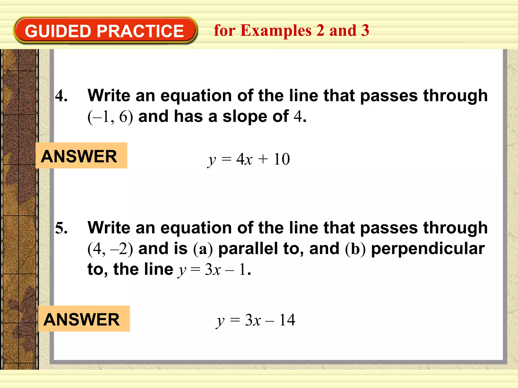 Writing Equations of a Line | PPT | Geology | Science