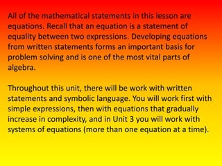 Writing equations using symbols | PPTX