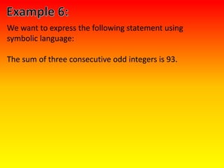 Writing equations using symbols | PPTX