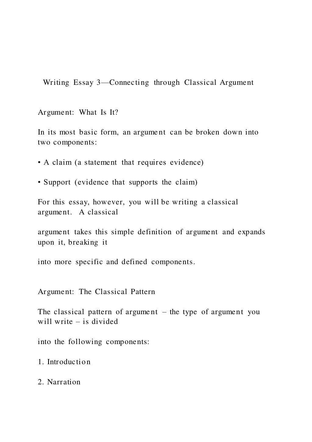 Writing Essay 3—Connecting through Classical Argument | PDF