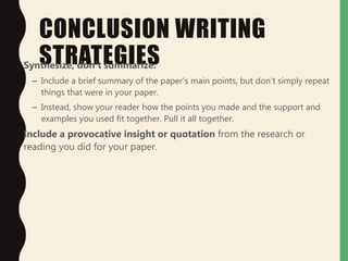 Writing essay conclusions | PPTX