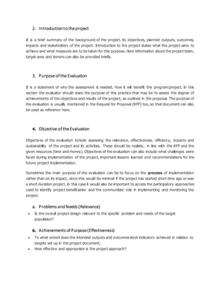 Writing evaluation report of a project | DOCX
