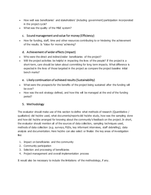 Writing evaluation report of a project | DOCX